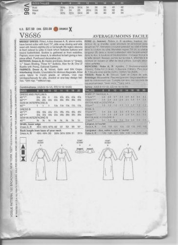 Vogue Vintage Model V8686 Misses Fitted A-line dresses