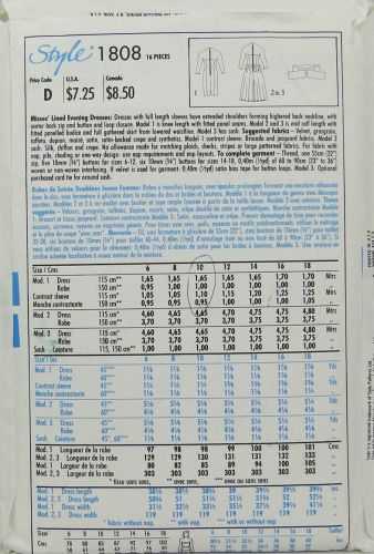 style 1808 vintage sewing pattern