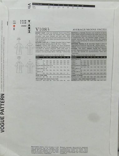 Vogue V1083 "Vintage Model" Original 1953 Design sewing pattern