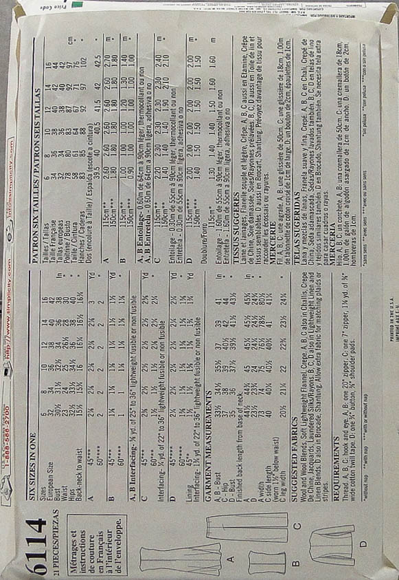 New Look 6114 Misses dress pants top and jacket